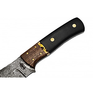 BucknBear Sharp Custom Handmade 1095 Rain Drop Damascus Fixed Blade Hunting Knife with Leather Sheath (Micarta/Wood Handle)