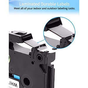 MarkDomain 12-Pack Label Maker Refills Replacement for Brother P Touch TZe TZ 12mm 0.47 Laminated TZe231 Black on White Label Tape, Work with Brother PT-D220 PT-D210 PT-H110 PT-D410, 12mm x 8m