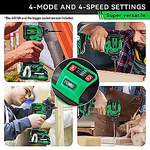 DOWOX Impact Driver Kit, 2000 IN-LBS 21V Impact Drill Driver Set, 1/4'' Hex Chuck 0-3200 RPM Variable Speed, 2.0Ah Battery and 1H Fast Charger, 7Pcs Driver Bits Socket and Tool Case