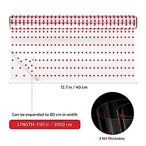 STOBOK Cellophane Wrap Roll | Unfolded Width 32 inch x 100 Ft, Red Polk Dot Paper Wrapper, 3 Mil Thicken Transparent Long Film Gift Wrappings for Flowers, Bouquet,Basket, Food Packing Paper