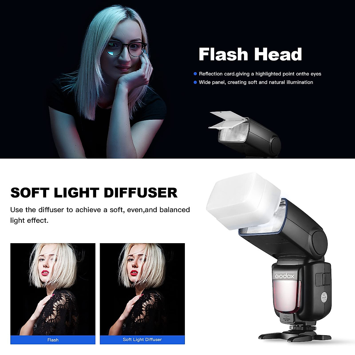 Godox TT600 GN60 2.4G 1/8000s Camera Flash Speedlite, 230 Full Power Flashes, 0.1-2.6s Recycle Time, Compatible for Canon, Nikon, Pentax, Olympus and Other DSLR Cameras with Standard Hotshoe & Filte