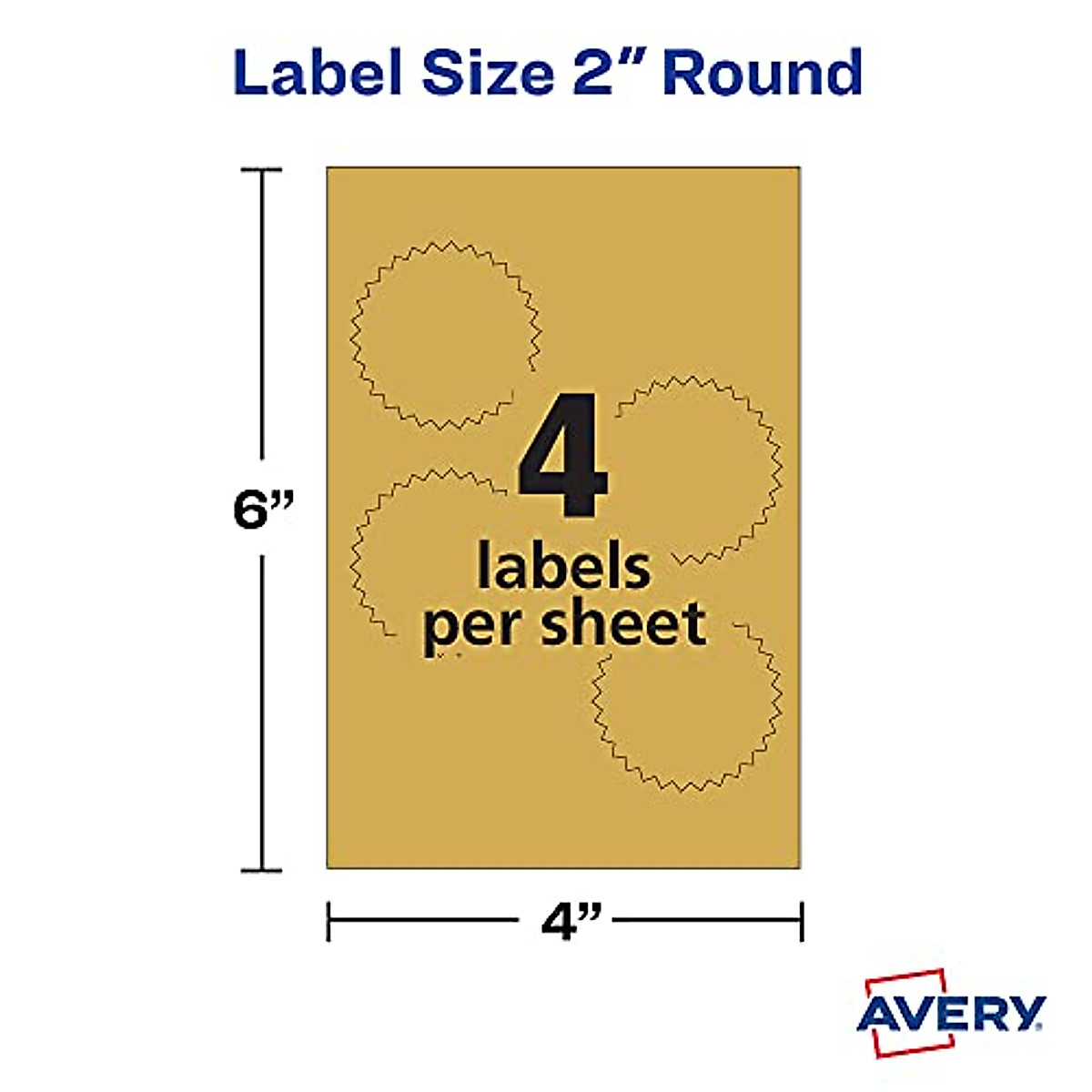 Avery Notary Seal Labels, 2" Diameter, Printable Gold Certificate Seals, Inkjet, 3-Pack, 132 Gold Seals Total (35868)