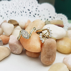 Dazzlingrock Collection 0.95 ctw Marquise & Round Diamond Wedding Ring Matching Band Set for Women (Color I-J, Clarity I2-I3) in 10K Yellow Gold Size 7