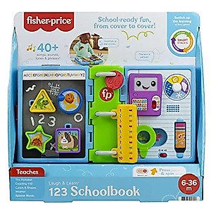Fisher-Price Laugh & Learn Baby & Toddler Toy 123 Schoolbook with Lights & Smart Stages Learning Content for Ages 6+ Months