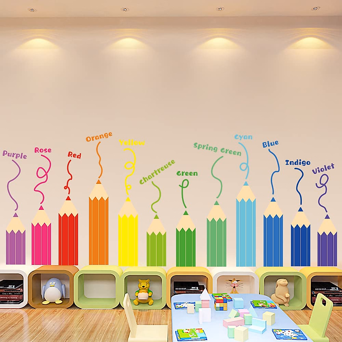 Multicolor Crayons Wall Decal Colorful Inspirational Wall Stickers DIY PeeI and Stick Pens Wall Decals Nursery Wall Sticker for Babys Kids Bedroom Living Room Classroom Office Kitchen Playroom Home