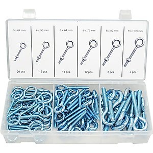 Swordfish 32161-73pc Eye Bolt Screw with Nut Assortment, 6 Sizes