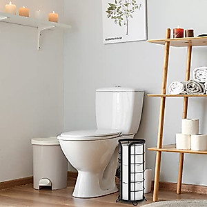 BROOKSTONE, Trending Black Toilet Paper Holder, Freestanding Bathroom Tissue Organizer, Minimalistic Storage Solution, Modern & Stylish Design [Holds MEGA Rolls]
