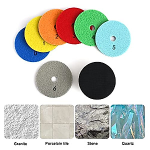 iMetrx 8Pack Diamond Polishing Pads 4 inch Dry (7pcs, Grits 50#-2000#) and Backer Pad (1Set) Concrete Diamond Sanding Discs Marble Granite Stone polishing kit