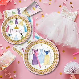 Suhelkit Princess Birthday Party Decorations Tableware - Princess Party Decorations Supplies For Birthday Baby Shower, Plate, Cup, Napkin, Disposable Cutlery, Princess Birthday Decorations | 24 Guest