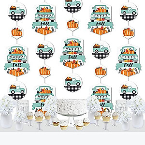 Big Dot of Happiness Happy Fall Truck - Harvest Pumpkin Party DIY Dangler Backdrop - Hanging Vertical Decorations - 30 Pieces