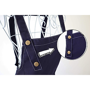 Adjustable Canvas Bib Apron With 3 Pockets Cooking Kitchen Artist Apron For Women Men (Blue)