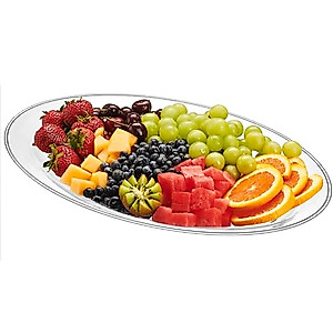 PLASTICPRO Plastic Oval Serving Trays - Serving Platters Oval 11 X 16 Disposable Party Dish Crystal Clear Pack of 4