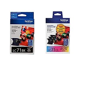 Brother LC71 Ink Cartridge (Black, Cyan, Magenta, Yellow, 4-Pack) in Retail Packaging