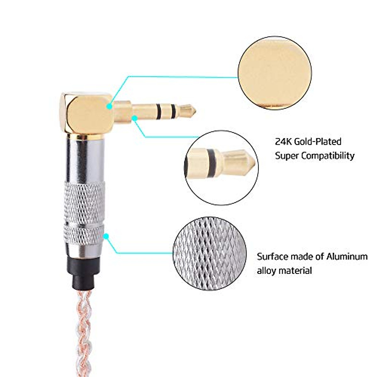 Alitutumao 7NOCC 72 Cores IE80 IE8I IE8 Earphone Cables HiFi Wire Compatible with Sennheiser Headset Replaceable Upgraded Audio Cable