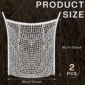 2 Pcs Slow Feed Hay Net Hay Feeder Hay Bags for Horses Goat Stall Trailer Horse Feeding Supplies (White,35 x 31 Inch)