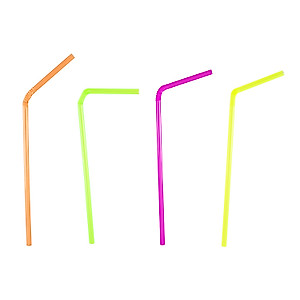 Tiger Chef Refill 400 Flexible Plastic Multi Color Neon Drinking Straws BPA-Free 8.25 Inch
