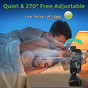 RORJOY Rechargeable Camping Fan with Led Lantern-25h Battery Operated Cordless Portable Fan with Quiet Brushless Motor.Hanging Hook,4 Speeds,Usb Desk Fan Tent Fan For Home, Office,Tent,Camping