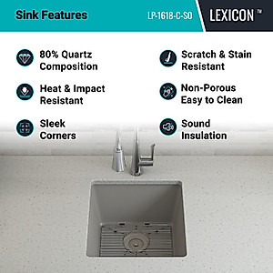 16" x 18" Quartz Kitchen Sink, Single Bowl Kitchen Sink, bar sink,Drop in Kitchen Sink, Granite Composite Kitchen Sink, Undermount Sink, Galaxy Concrete kitchen Sink, LP-1618-C-SO