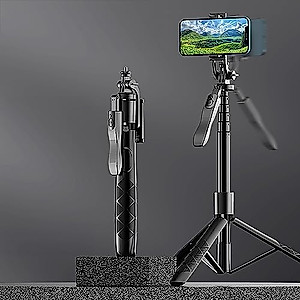 Yuehuam 60 Cell Phone Selfie Stick Tripod,Smartphone Tripod Stand All-in-1 Portable Lightweight Phone Tripod Stand with Wireless Remote & Phone Holder Extendable Phone Tripod