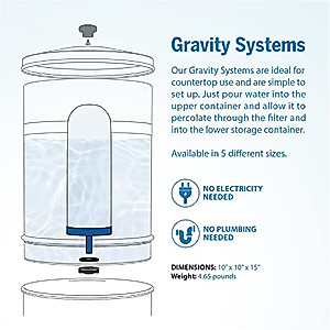 ProOne Big+ Stainless-Steel Gravity Water Filter System, 3-Gallon Water Capacity, Countertop Water Dispenser for Home, Camping, and Travel
