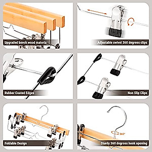 DOIOWN Skirt Hangers Pants Shorts Hangers Space Saving Hangers with Clip,5 Tier Jean Hangers for Closet 3 Pack Non Slip Multiple Pant Skirt Hanger Clothes Hanger Closet Organizer and Storage for Pants