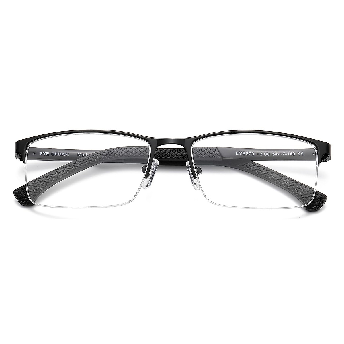 EYECEDAR 5-Pack Reading Glasses Men Metal Half Frame Spring Hinges Eyeglasses Readers for Men 2.00