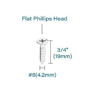 #8 x 3/4" Stainless Flat Head Phillips Wood Screws (50pcs) 18/8 Stainless Steel 304 Countersunk Self Tapping Screw | by IMSCREWS