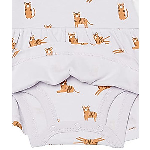 Amazon Essentials Baby Girls' Short-Sleeve Dress, Pack of 3, Lilac Cat, 12 Months