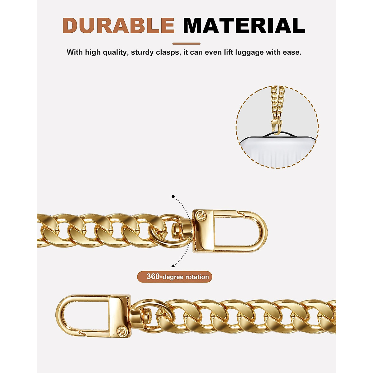 SEAVILIA Purse Chain Straps Gold Hardware Purse Straps Replacement Crossbody Replacement Straps for Handbags