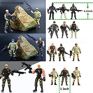 Fycooler US Army Men and SWAT Team Toy Soldiers Action Figures Playset with Military Weapons Accessories,Military Soldier Playset Military Figures Army Men Soldiers Toy for Kids Boys Gift,12Pcs