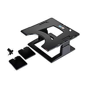 3M Adjustable Laptop Stand, Raise Screen Height to Reduce Neck Strain, 3" Height Adjustment, Large Platform for Docking Station, Non-Skid Base Keeps Laptop Secure, Cable Management, Black (LX500)