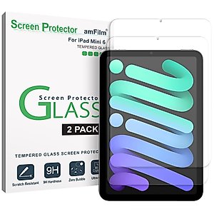 amFilm Glass Screen Protector for iPad Mini 6 (2021), 9H, Apple Pencil 2nd Compatible, Tempered Glass, 2 Pack