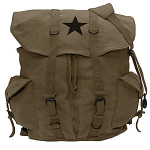 Canvas Backpack - Vintage Rucksack with Star Detail By Rothco