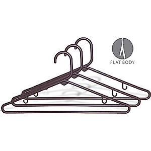 Brown Plastic Tubular Top Hanger with Fixed Bar, Space Saving Tube Hangers with Hooks for Hanging Straps (Set of 36) by The Great American Hanger Company