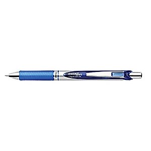 Pentel EnerGel RTX Liquid Gel Pen, Medium Point, 0.7 mm, Silver Barrel, Blue Ink