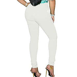 Joriou Women's High Waisted Skinny Jeans Colored Stretchy Pants Denim Jeggings White L