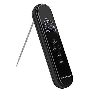 Circrane Digital Instant Read Thermometer, LED Hight Bright Screen with Huge Digits and Alarm, Meat Thermometer for Grilling, Cooking and BBQ, Black