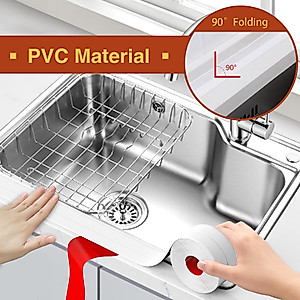 Kiskyfit 3 Roll White Caulk Tape Sealant Strip, Self-Adhesive Sealing Tape with Caulking Tool for Kitchen Countertop,tub Surround,Toilet Base,Bathtub Sink Edge Protector(1.5' x 10.5Ft)