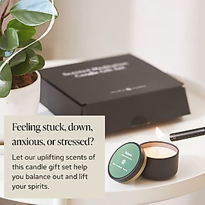 Mindful & Modern Natural Candle Gift Set | Palo Santo & Balsam Fir, Sage & Lavender, Ginger & Lemongrass, Eucalyptus, Bergamot & Tangerine | Stress Relief Aromatherapy Candles | Scented Home Fragrance