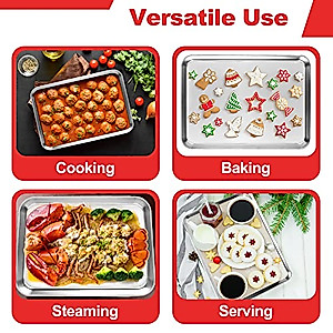 Baking Sheet, Zacfton Stainless Steel Cookie Sheet Baking Pan Tray for Toaster Oven Size 9 x 7 x 1 Inch, Non Toxic & Healthy,Superior Mirror Finish & Easy Clean, Dishwasher Safe