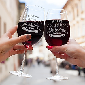 My Personal Memories, Custom Etched Happy 30th 40th 50th 60th Birthday Champagne Flute, Wine, Stemless, Pilsner Beer, Shot Glass (16 oz Wine Glass with Stem)