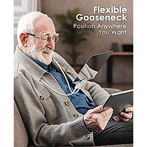 3X Hands Free Magnifying Glass for Reading,7.1"x4.7" Neck Wear Magnifier Flexible Gooseneck Full Book Page Magnifier for Seniors Repair Sewing Cross Stitch(White)