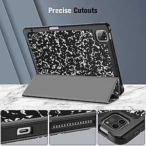 Fintie SlimShell Case for iPad Pro 11-inch (4th / 3rd Generation) 2022/2021 - Soft Flexible TPU Stand Back Cover with Pencil Holder, Also Fit iPad Pro 11" 2nd / 1st Gen, Composition Book Black