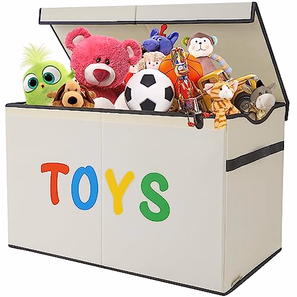 VICTORICH Toy Storage Chest, Collapsible Sturdy Storage Bins with Lids, Large Kids Toy Box Chest Storage Organizer for Nursery Room, Playroom, Closet, Home Organization(I-TBX-BEIGE)