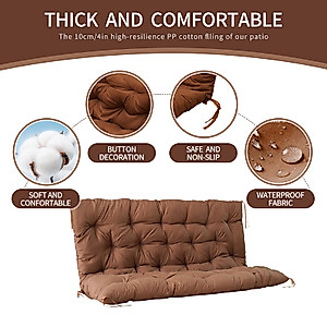 MZZDJJQ Porch Swing Cushions, Swing Cushions for Outdoor Furniture with 8 Ties, Thickened Swing Cushion 2-3 Seats with Backrest, Suitable for Porch, Patio, Garden (Red, 60 x 40)