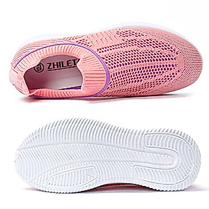 ZHILETAO Boys & Girls Lightweight Mesh Sneakers for Slip-on Walking Running Shoes for Pink Size 2M Little Kids