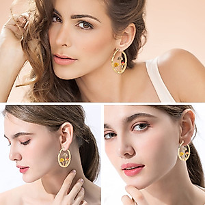 Emoin Mushroom Earrings For Women,Mushroom Hoop Dangle Earrings, Gold Hoop Earring Mushroom Dangle,Mushroom C-shaped Big Earrings For Women Girls Gift,Earrings Pendant Mushroom Jewelry Accessories