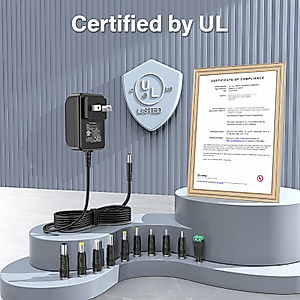 24V 2A 1.5A AC Adapter 24.0V 2.0A Charger 48W Switching Power Supply DC 24V 2000mA 1800mA 1500mA 1300mA 1200mA CordRegulated Transformer Adaptor with 10 Interchangeable Jacks UL Listed Plug