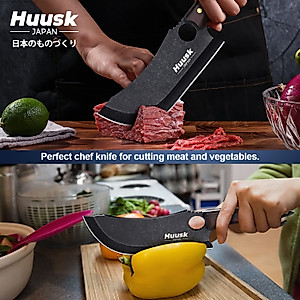 Huusk Hand Forged Meat Cleaver Knives Bundle with Japanese Meat Butcher Brisket Trimming Knife