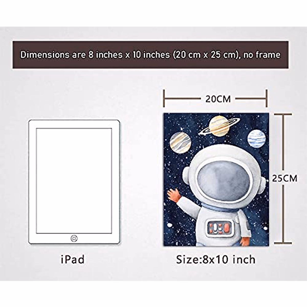 RUIYAN 6 Pieces Funny Inspirational Cartoon Outer Space Astronaut Planet Wall Art, Explore Dream Discover Art for Boys,(8*10inch)Perfect Nursery Playroom Classroom or Children Room Decor
